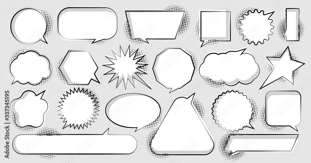 Comic speech bubbles set with different emotions or set of comic text ...
