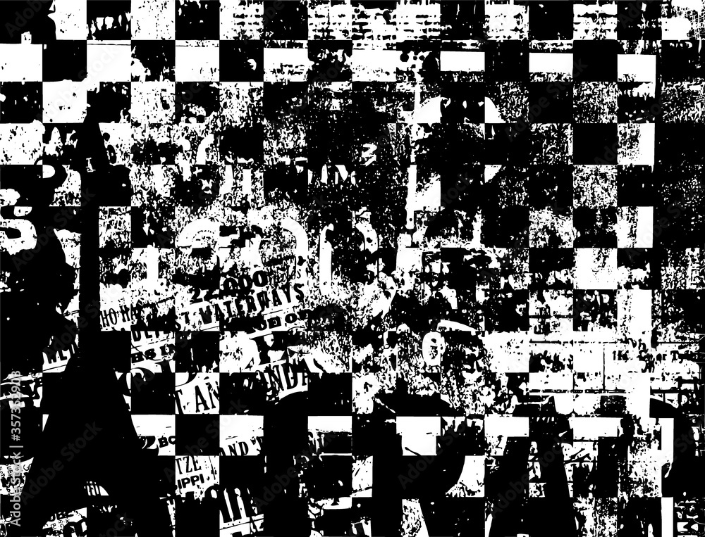 Grunge checker background. Black white template. Guitar and letters ...
