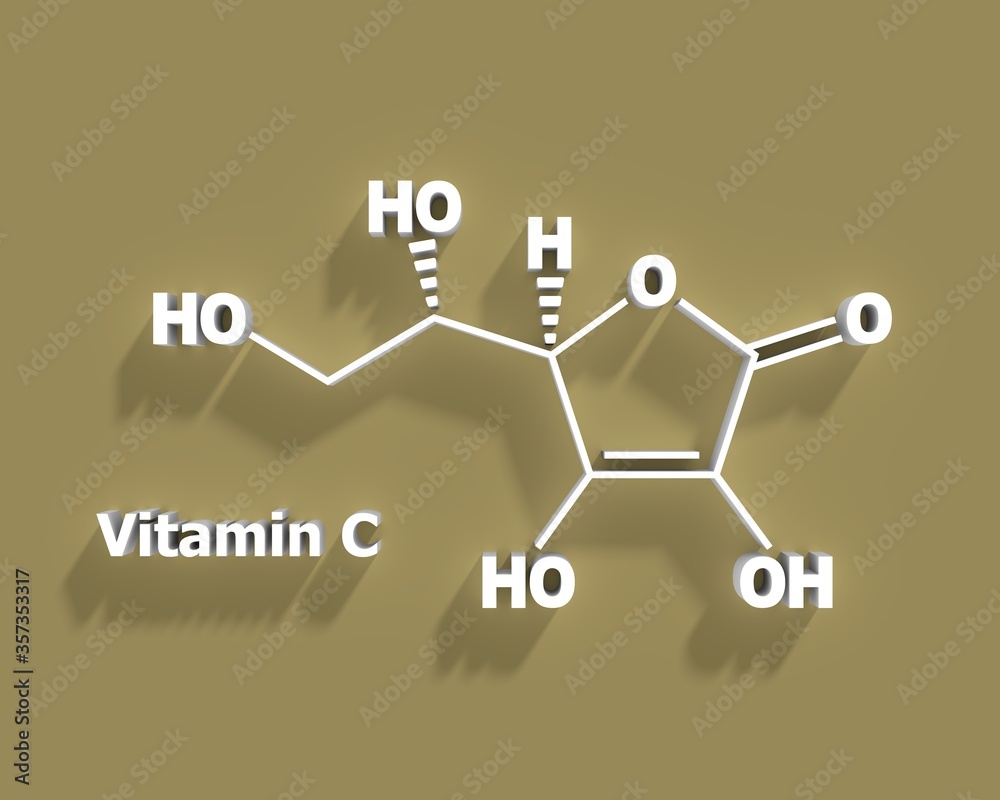 Structural chemical formula of ascorbic acid. Connected lines with dots ...