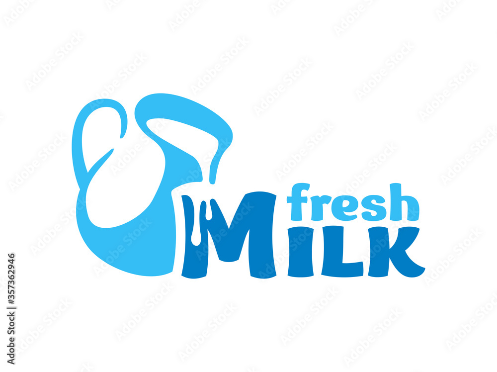 Fresh milk logo concept - jug silhouette flowing with milk splashes ...