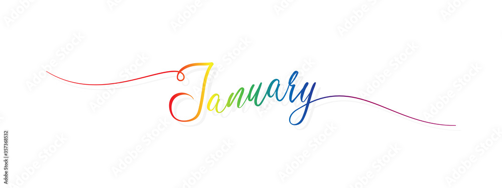 january letter calligraphy banner colorful gradient Stock Vector ...
