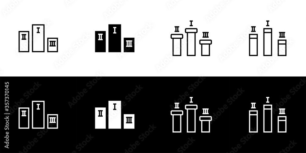 Leaderboard icon set. Flat design icon collection isolated on black and ...