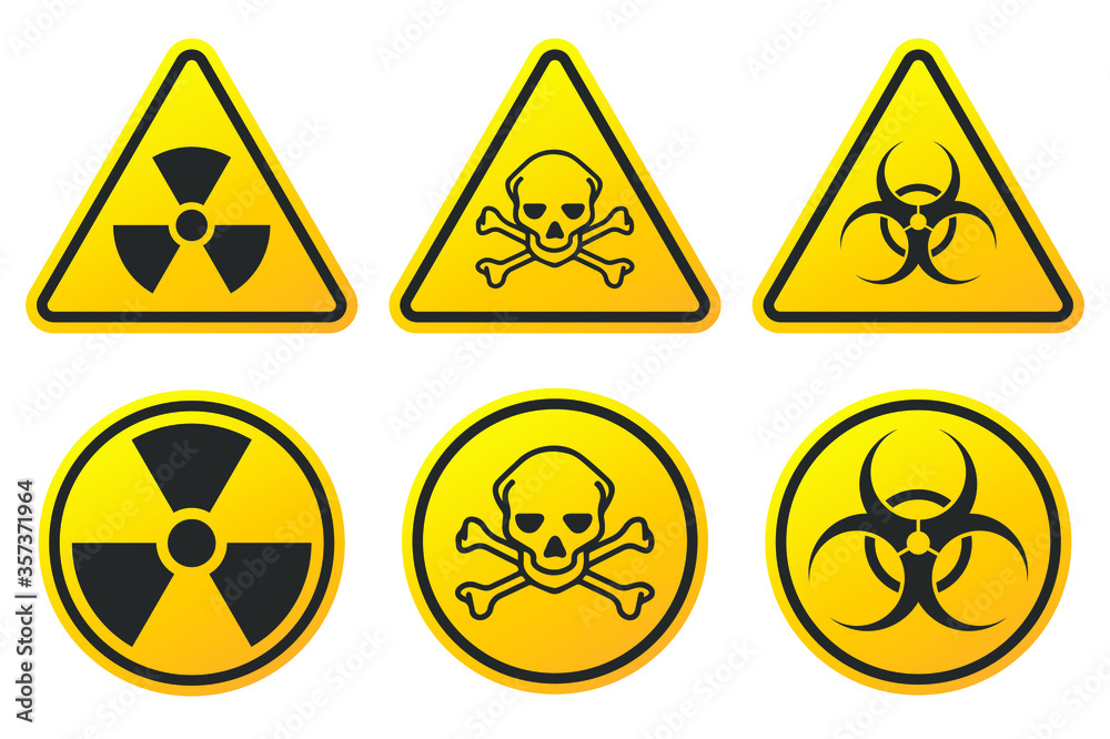 Radioactive, toxic, biohazard icon sign. Warning danger poison logo ...