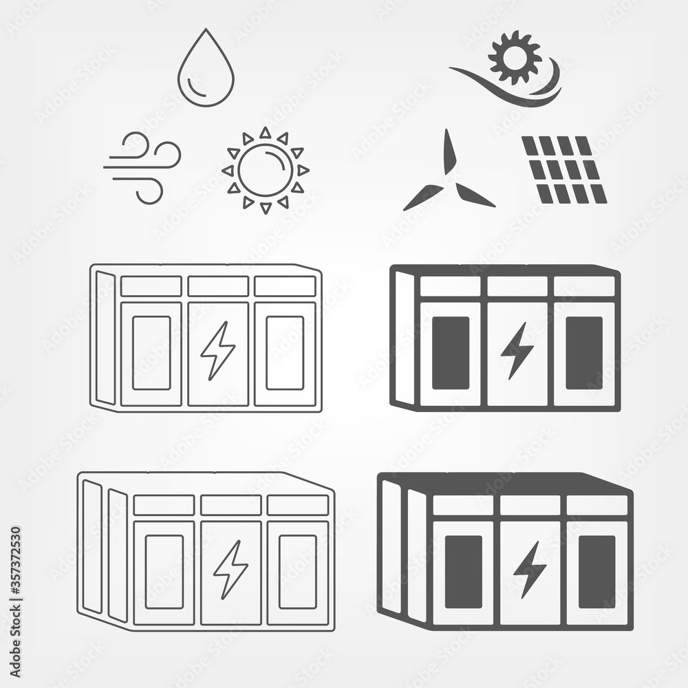 Energy storage for renewable power stations. Grid backup system sign ...