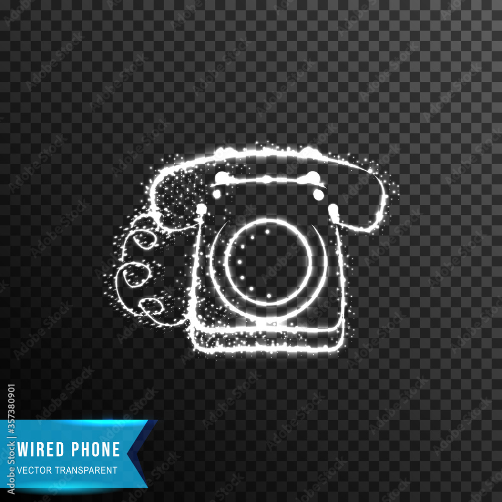 wired sitting phone from connecting dot and line. light effect. vector ...