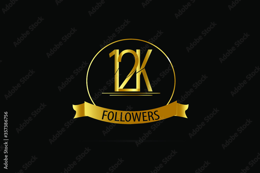 12K, 12.000 followers Luxury Black Gold anniversary, minimalist logo ...