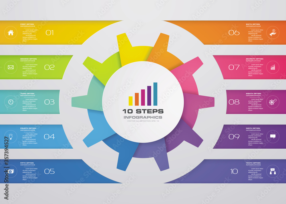 10 steps simple&editable process chart infographics element. EPS 10 ...