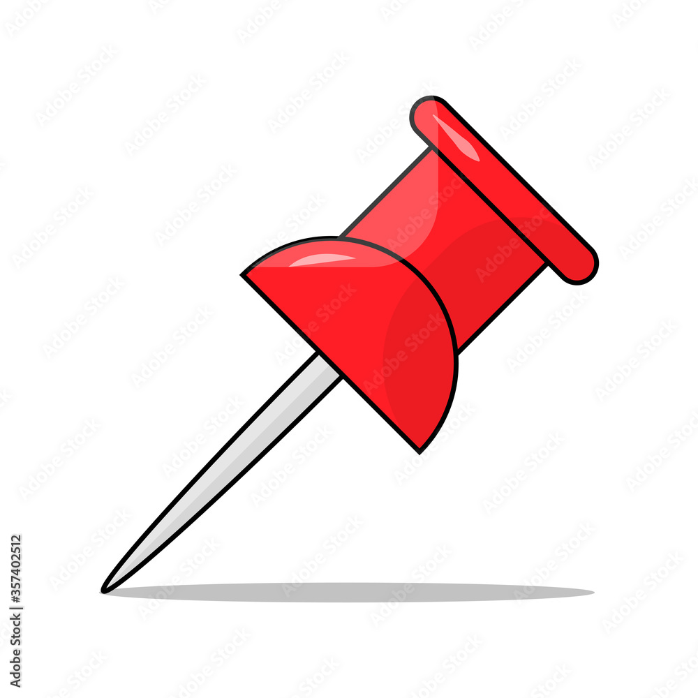 Red office pin icon business stationery notice board pushpin symbol ...