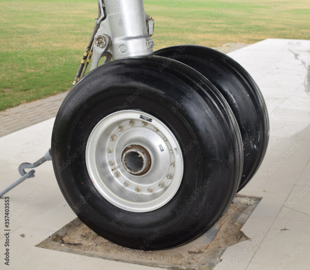 wheel of aeroplan Stock Photo | Adobe Stock