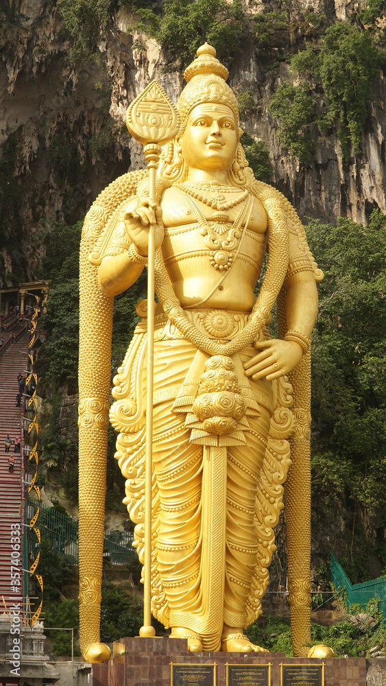 Huge golden Murugan statue known as the Hindu god of war Kartikeya at ...