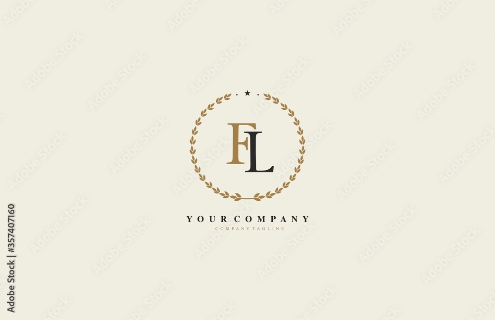 Letter FL Laurel Wreath Vector Logo Stock Vector | Adobe Stock