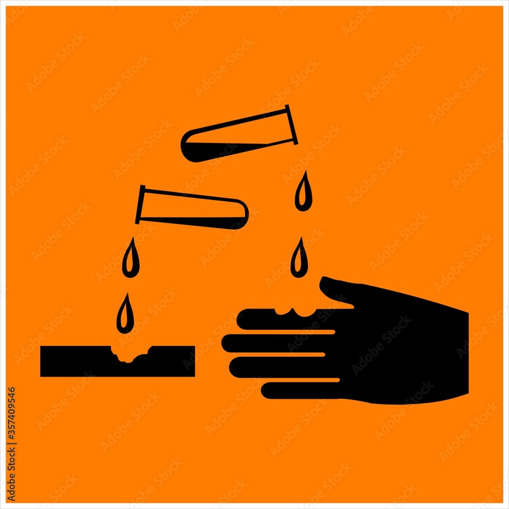 Vector illustration GHS05 hazard pictogram - corrosive , hazard warning ...