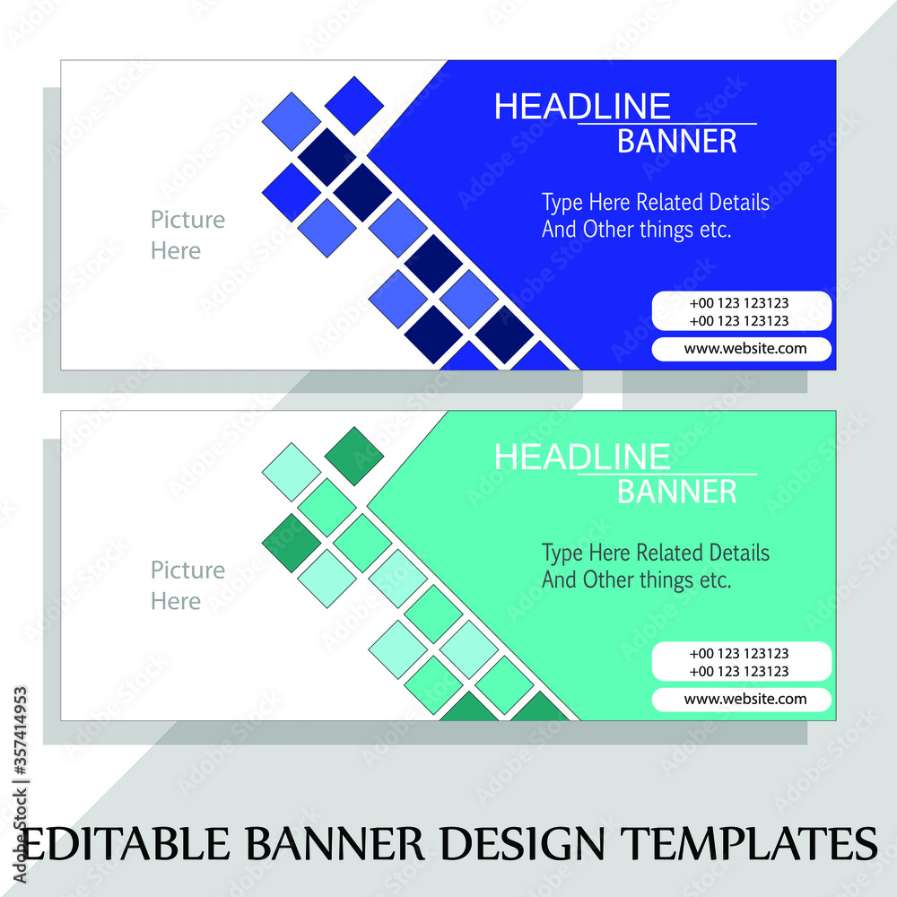 creative and modern blue and green color web banner design template ...
