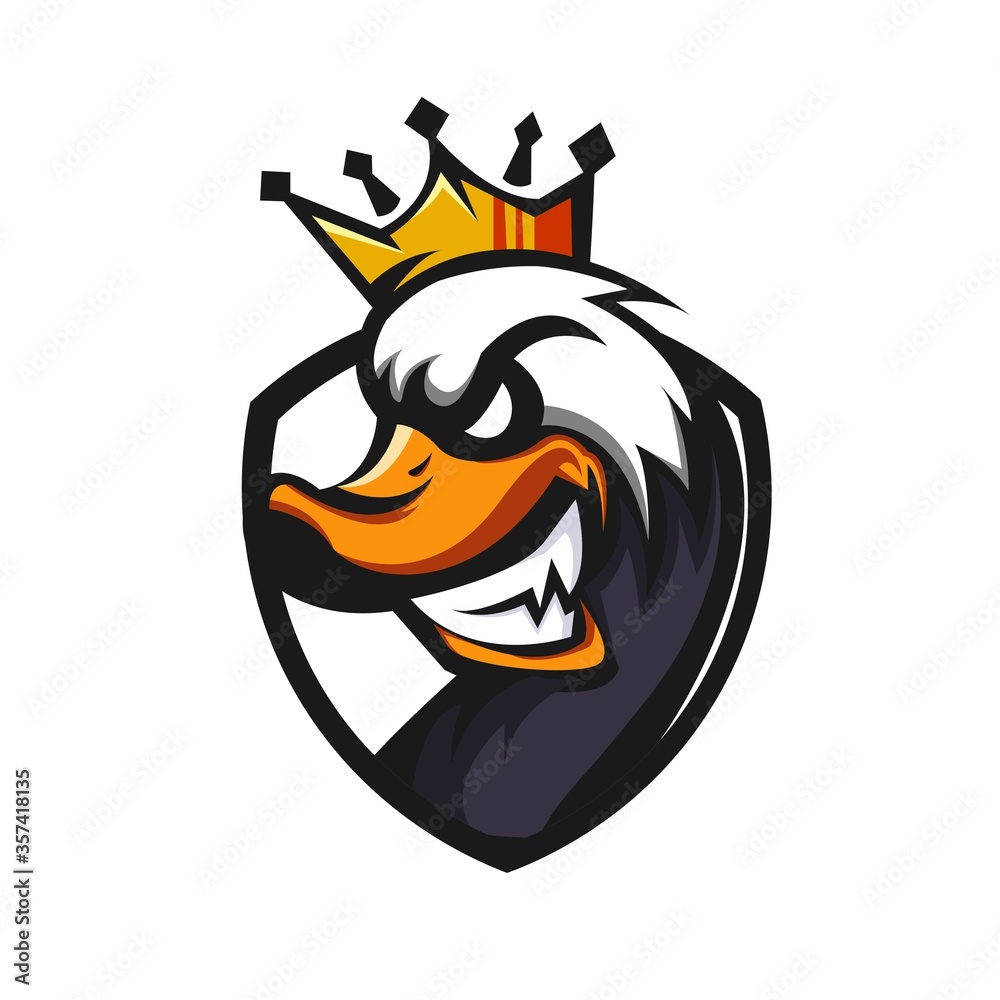 Duck king mascot logo design with modern illustration concept style for ...