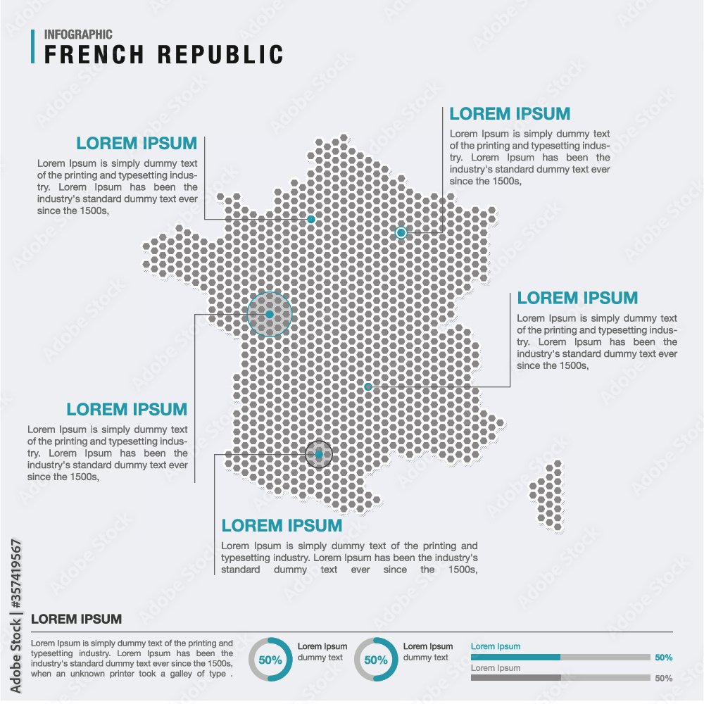 France country map infographics vector with pointer marks and circle ...