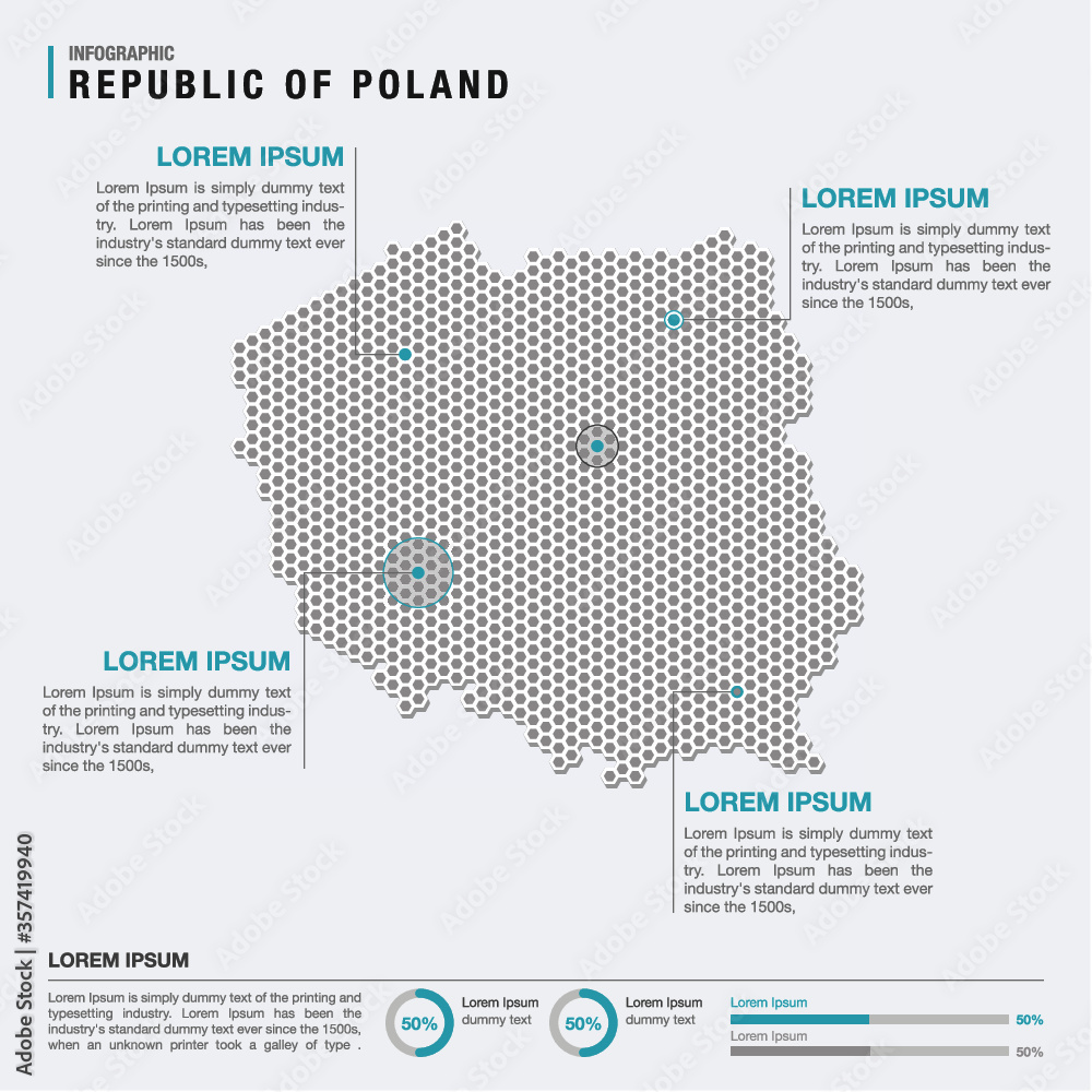Stockvector Poland country map infographics vector with pointer marks ...