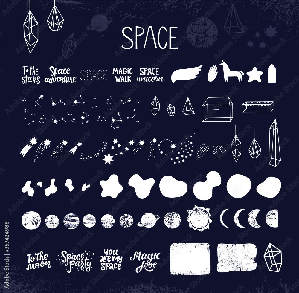 Clipart on the theme of Space and lettering quotes. Constellations ...