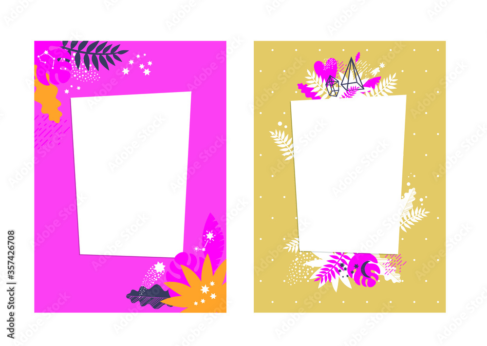 Frames set for photo album, invitation, note book, postcard with ...