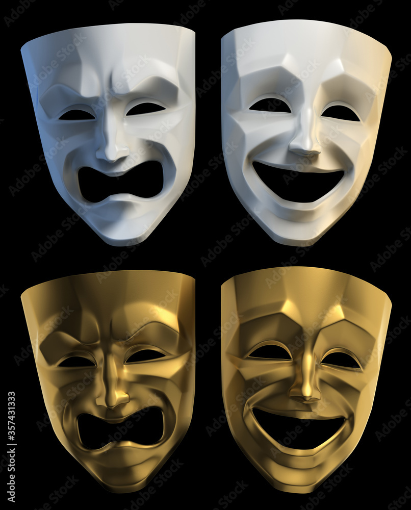 Set of Theater Masks Stock Illustration | Adobe Stock