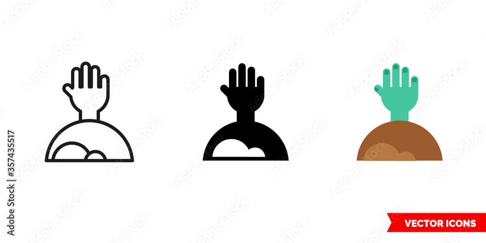 Zombie hand icon of 3 types. Isolated vector sign symbol. Stock Vector ...