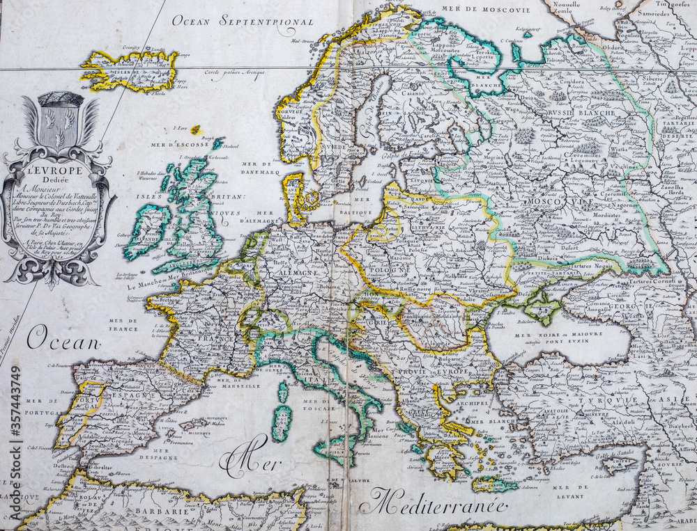 Poster Old map of Europe - From an 1656 Atlas of Geography from P ...