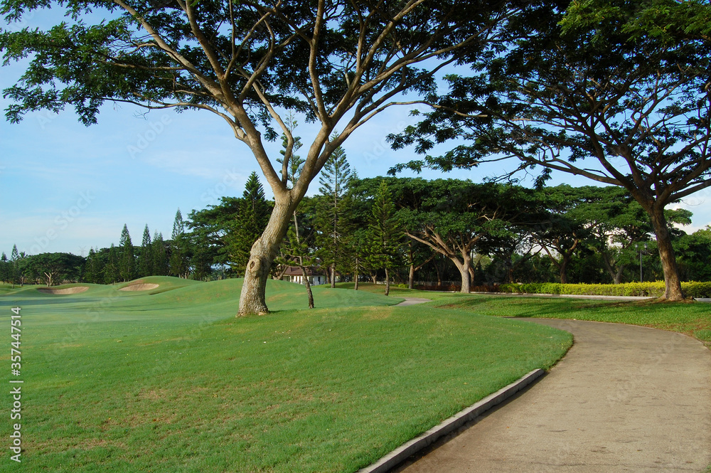 Golf course pathway at Mount Malarayat in Lipa, Batangas, Philippines ...