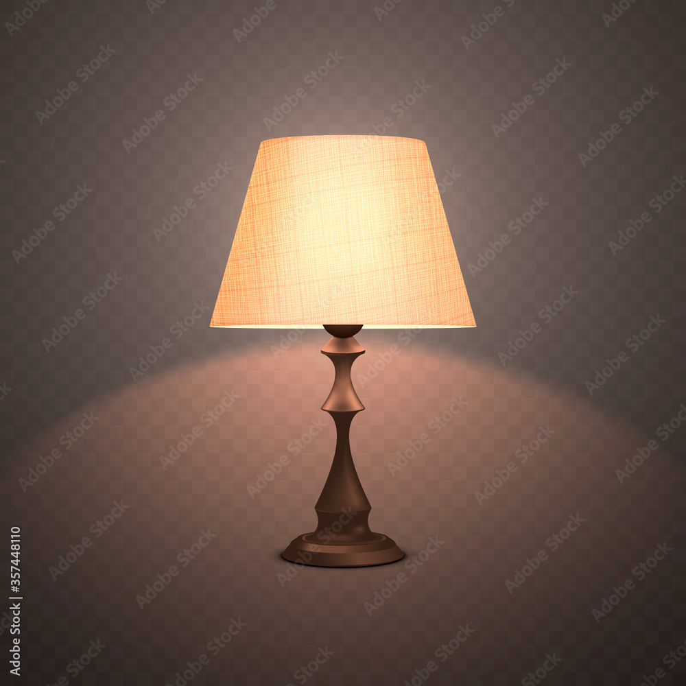 Decorative realistic luminous night lamp, floor lamp on a transparent ...