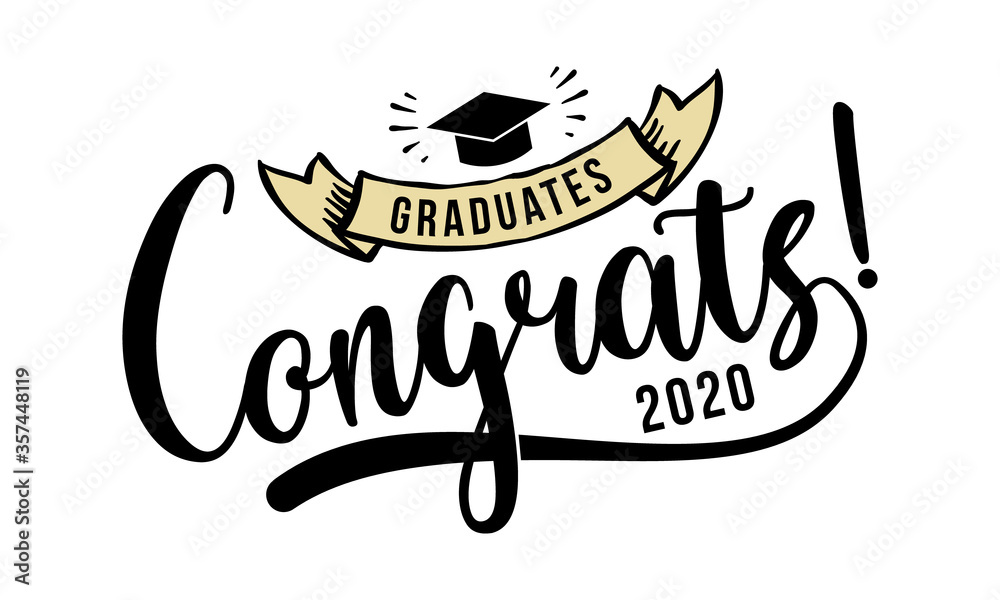 Vetor de Congratulations Graduates 2020. Celebration text poster ...
