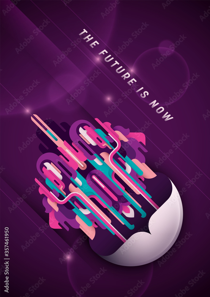 Futuristic poster design, with abstract style composition made of ...
