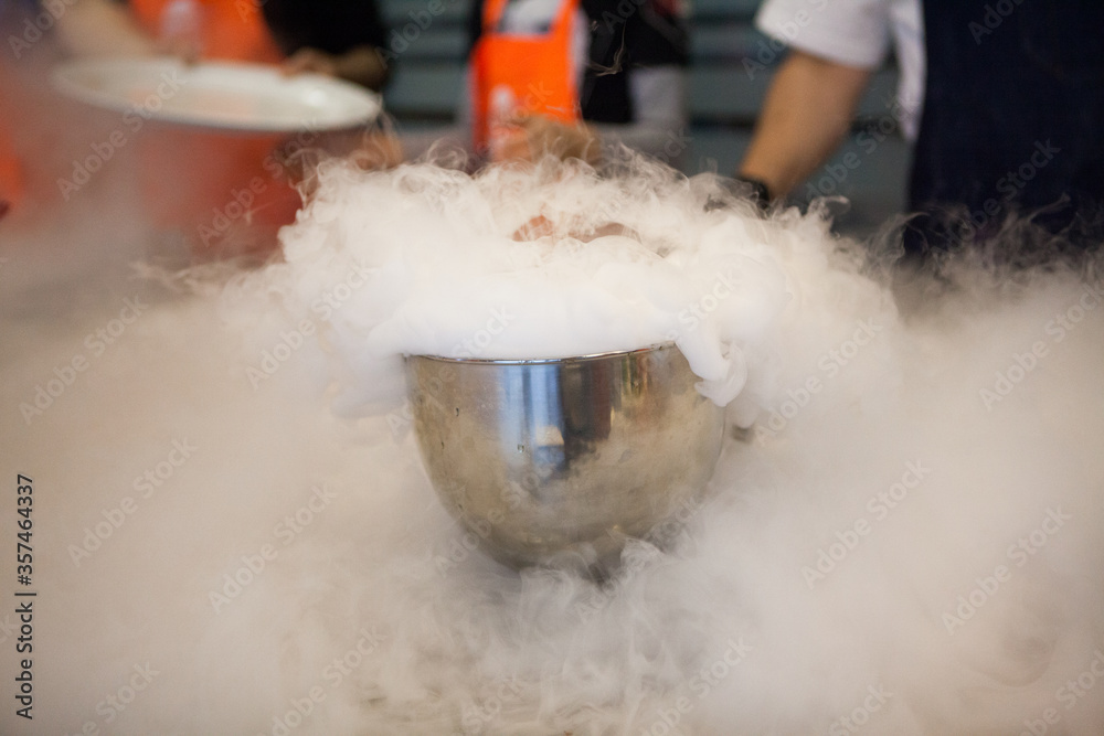 Dry ice effects on a cooking show Stock Photo | Adobe Stock