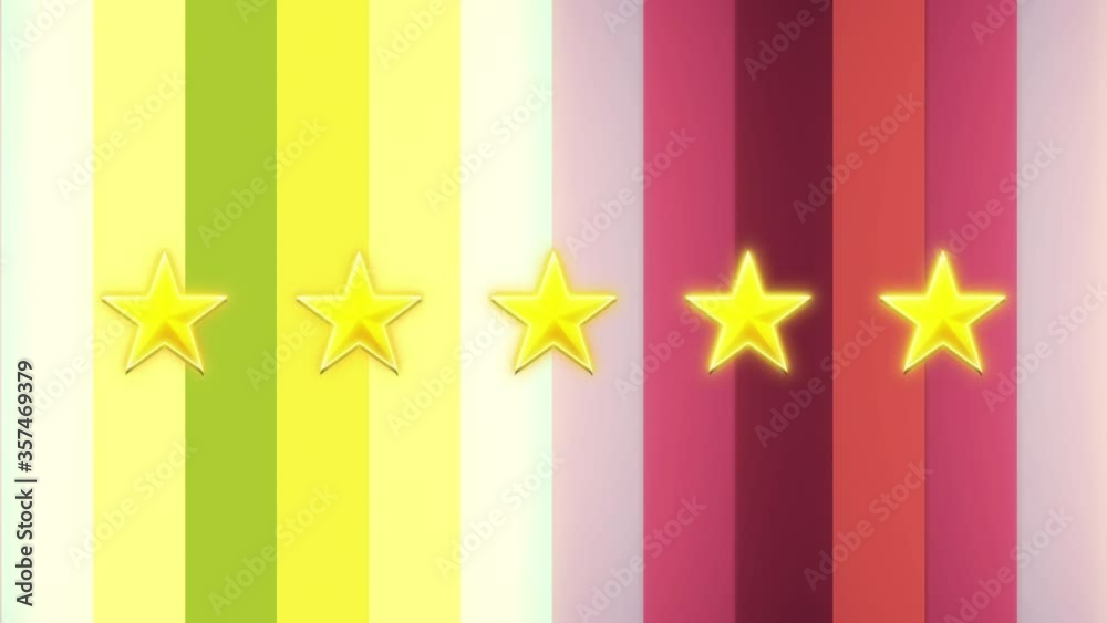 Giving a five-star rating, with shapes turning from gray to golden ...