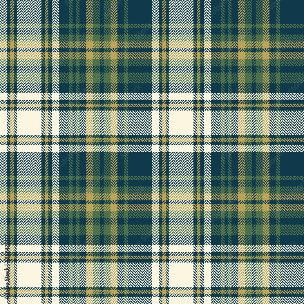 Flannel shirt check pattern in green and gold. Tartan plaid vector graphic for modern autumn ...