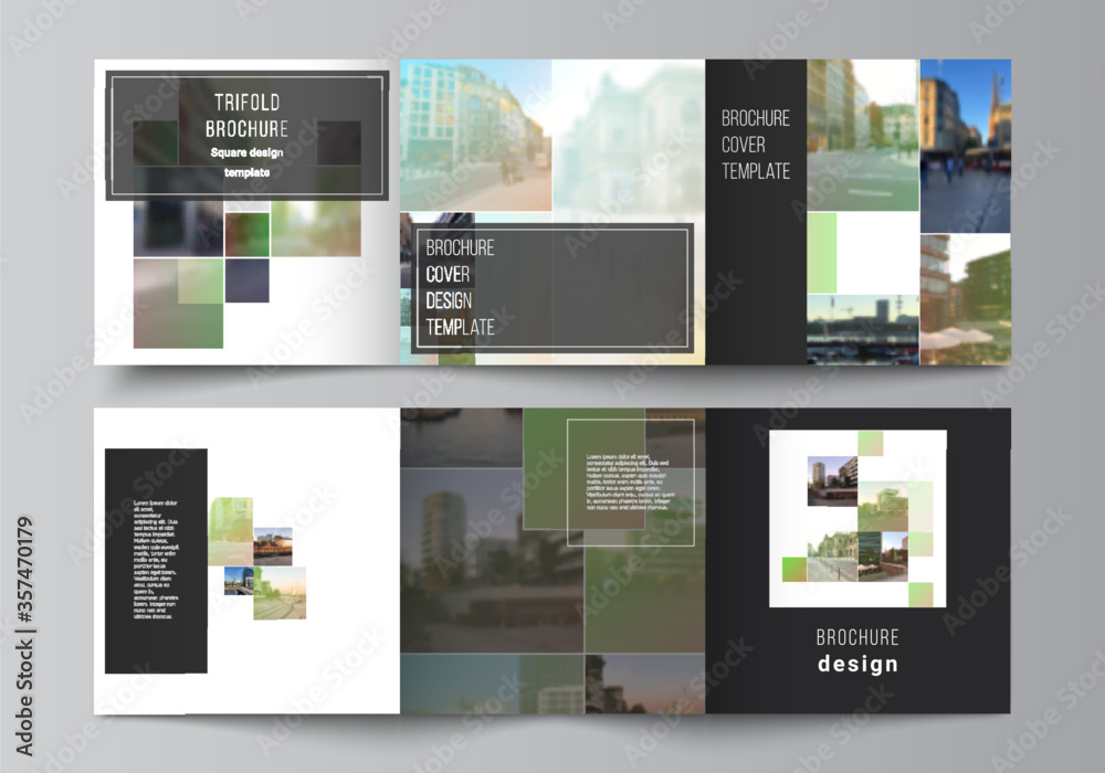 Vector layout of square format covers design templates for trifold ...