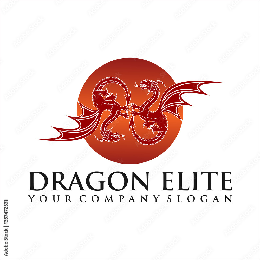 vector illustration of stylized red dragon logo Stock Vector | Adobe Stock