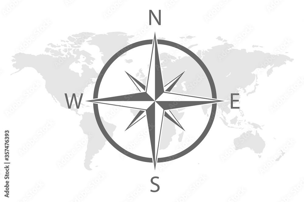 earth world map compass asia europe america vector. north Stock Vector ...