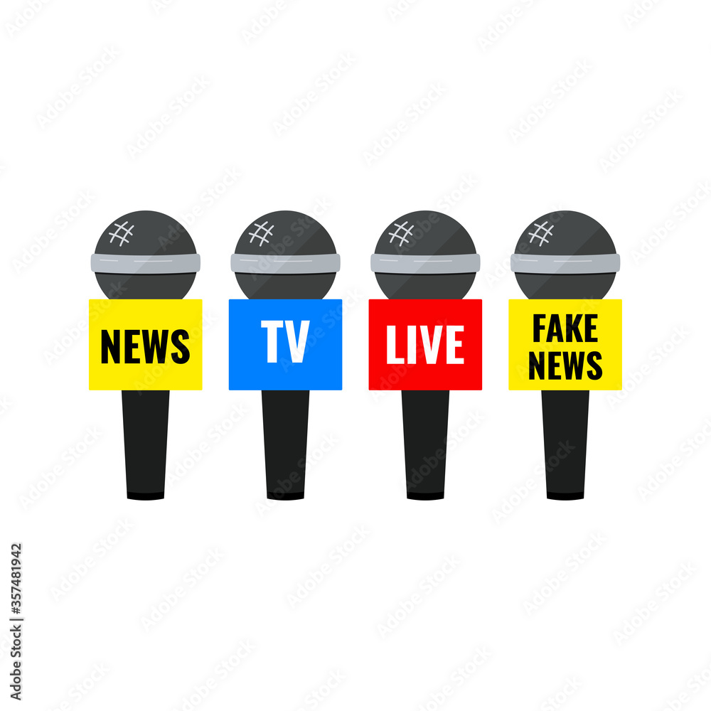 News microphone icon set isolated on white background. Microphone with ...