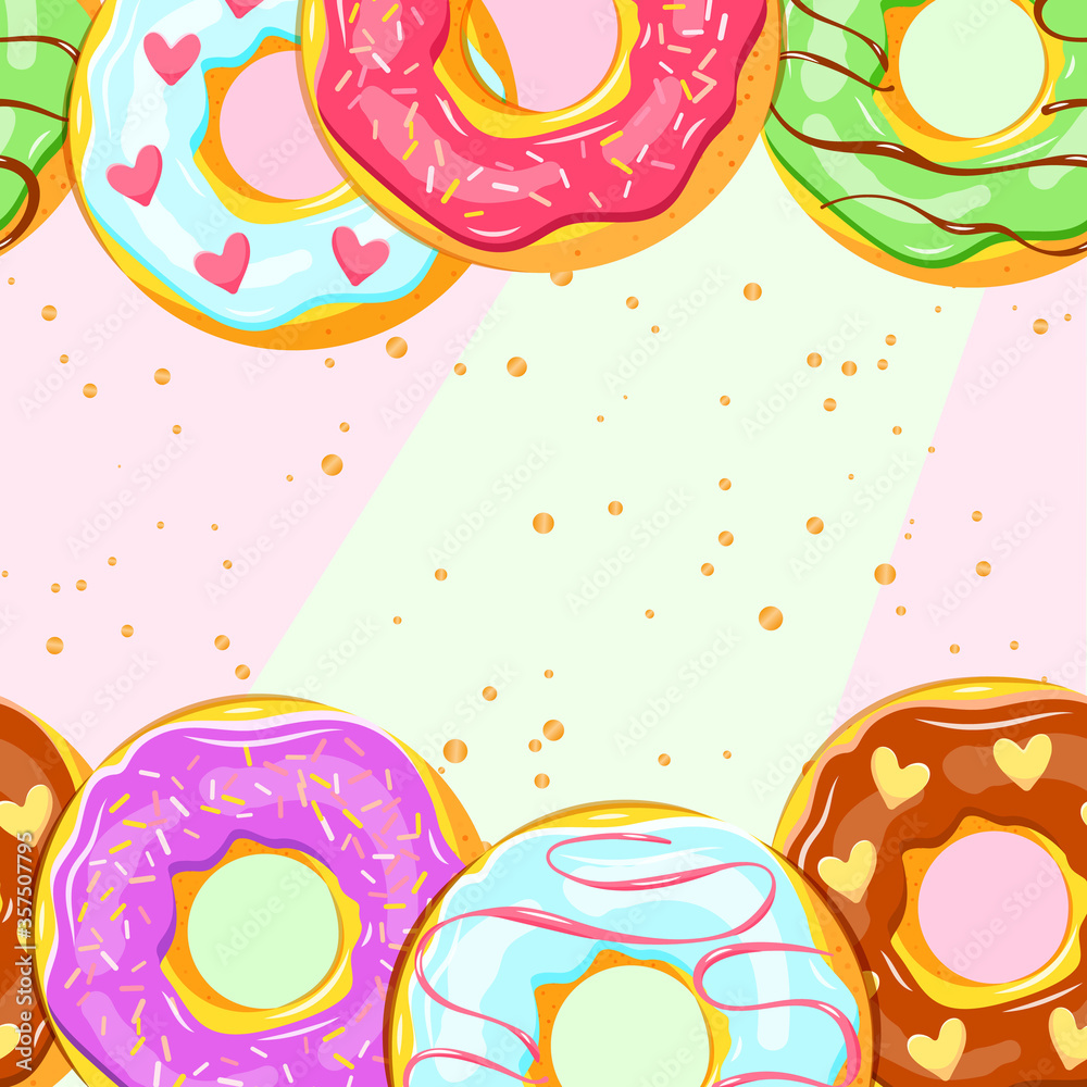 Seamless sweet donuts cartoon patisserie border, banner, vector ...