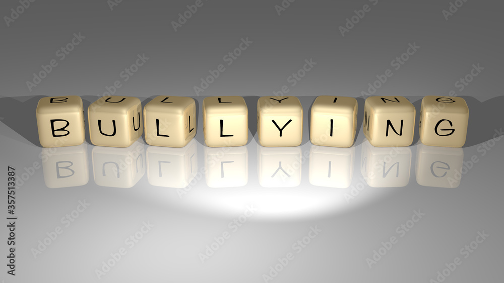 Bullying made by golden dice letters and color crossing for the related ...