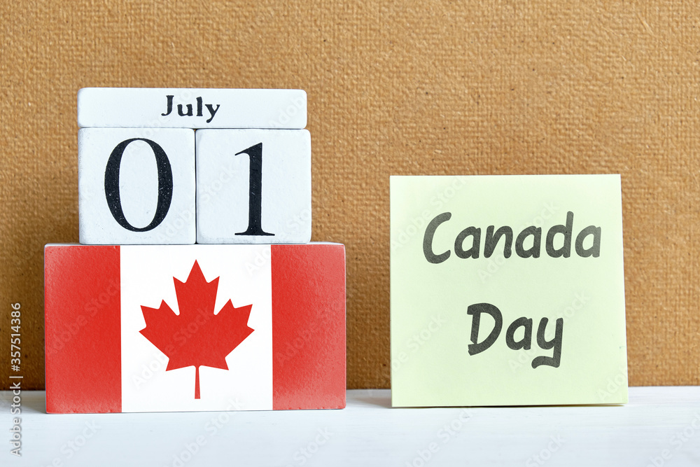 1st july canada Day first of month calendar concept on wooden blocks ...