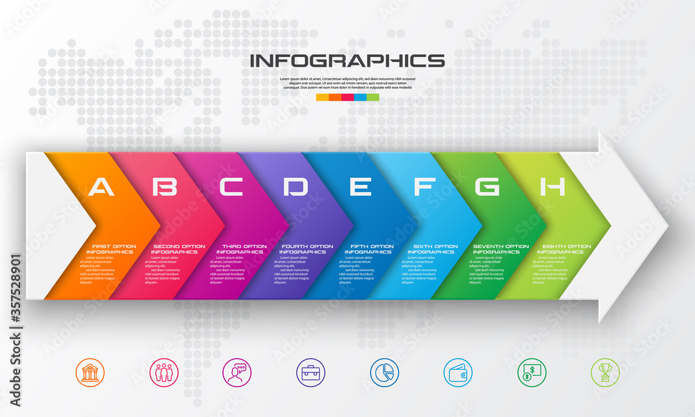8 steps arrow infographic element,Business concept,Vector illustration ...