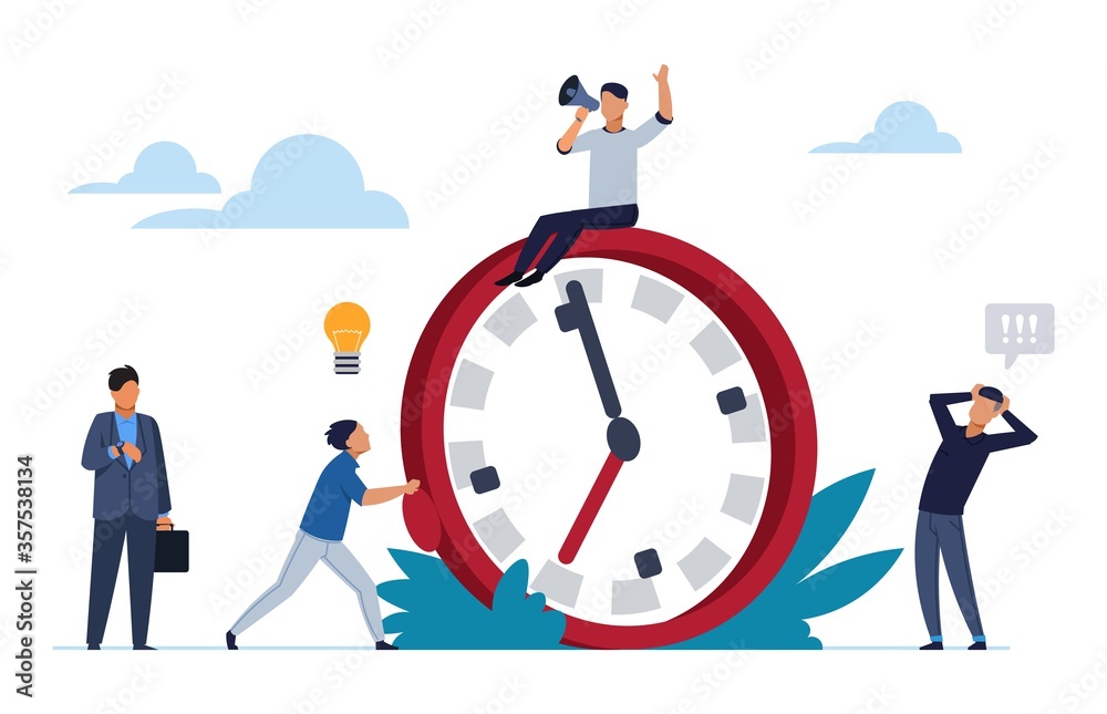 Deadline concept. Office people work in high stress. Flat cartoon ...