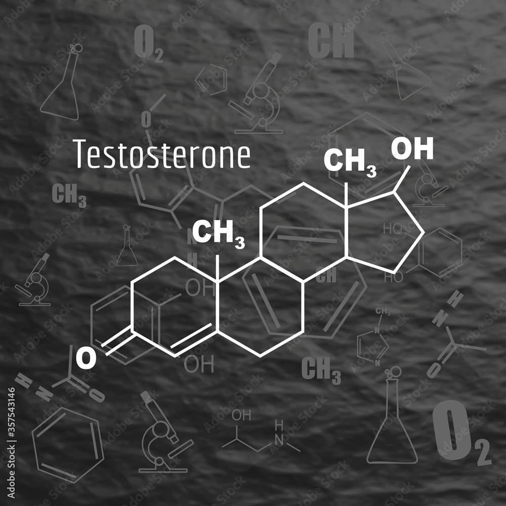 Chemical molecular formula hormone testosterone. Infographics ...