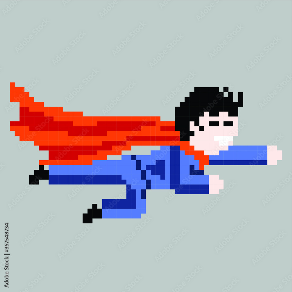Super hero in pixel art Stock Vector | Adobe Stock