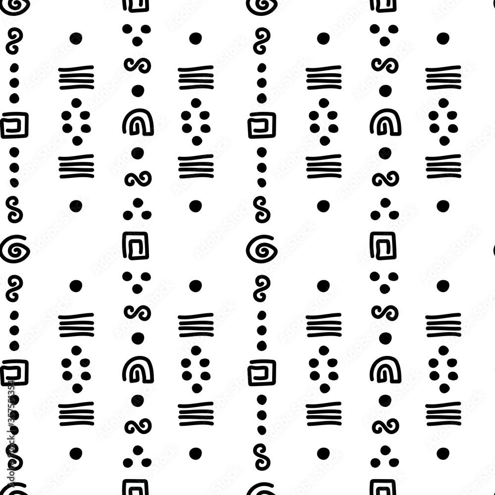 Ethnic seamless pattern . Doodle art design elements. Ancient tribal ...