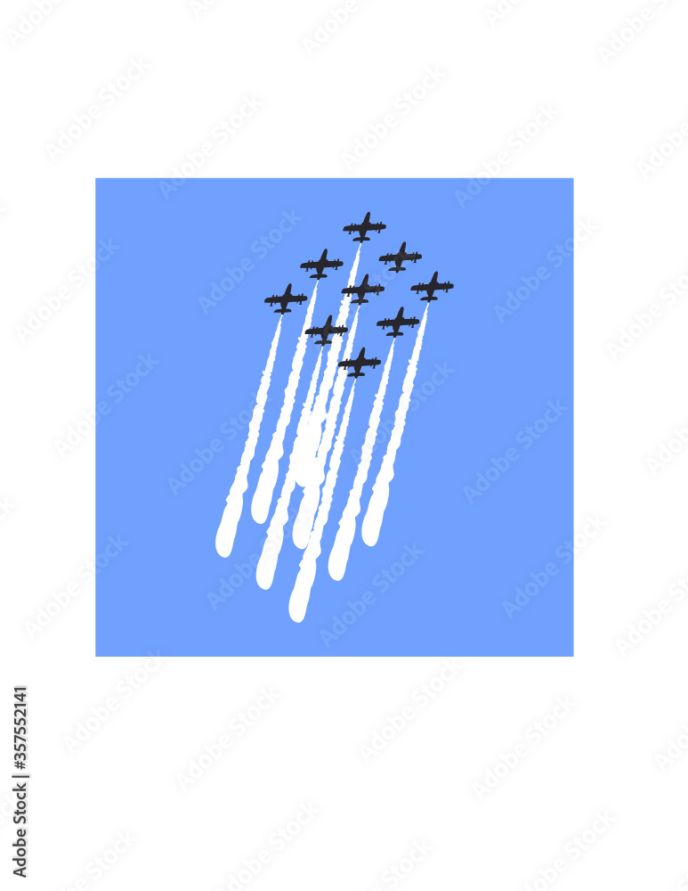 Airplane Show Flying Formation / Air Show Display Vector Art ...