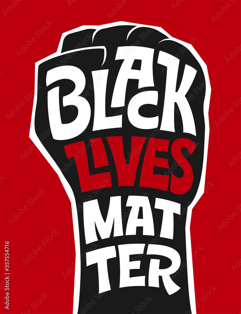 Vecteur Stock Typography in fist shape on red background. The raised ...