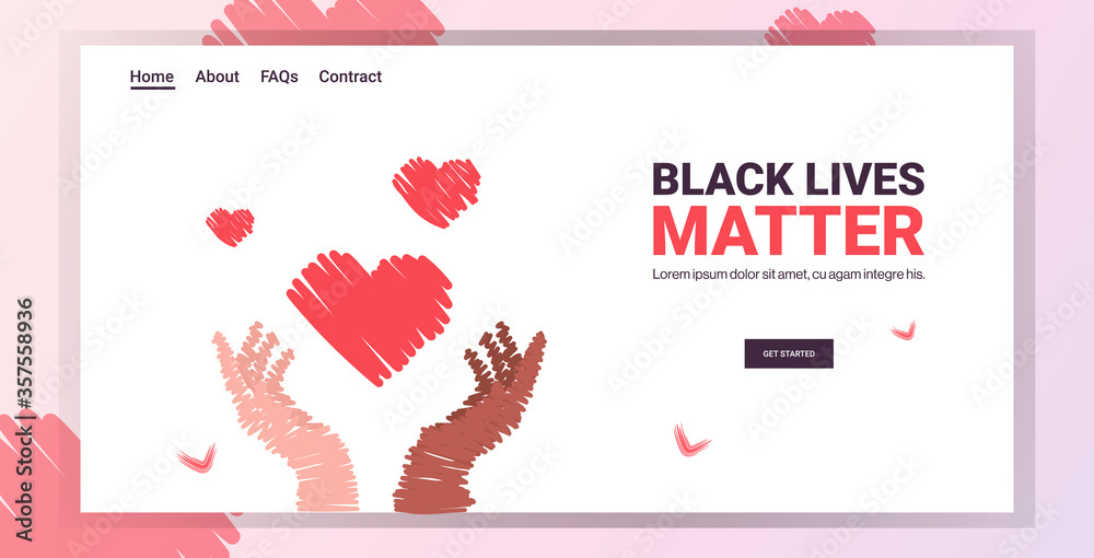 black lives matter heart in multiracial hands awareness campaign ...