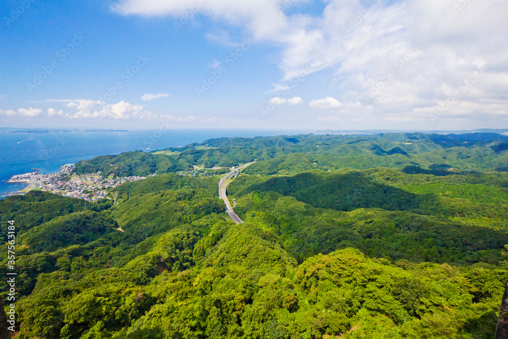 Cityscapes of Boso Peninsula and Kyonan city, view from Nihonji Temple ...