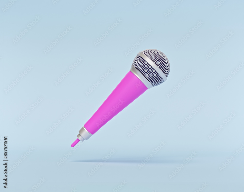 microphone isolated on pastel blue background. minimal style. 3d ...
