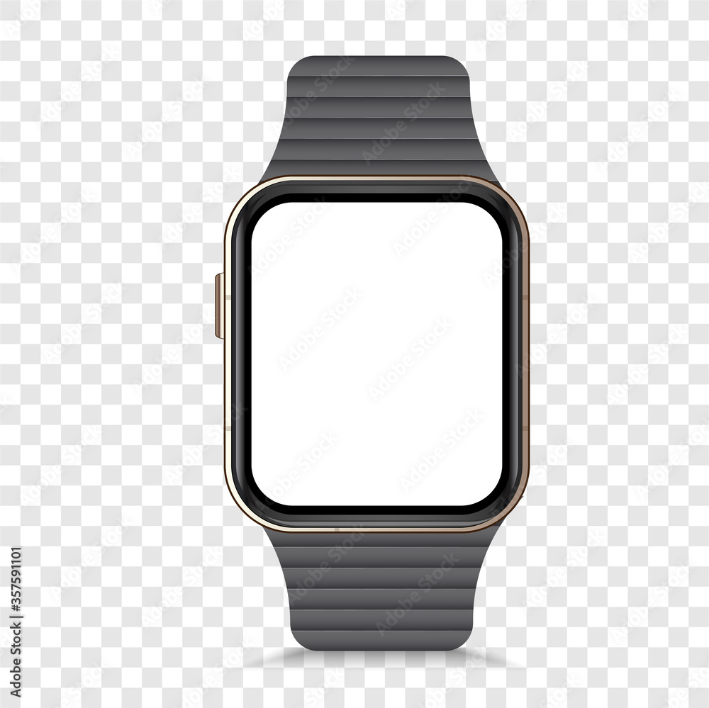 Modern smart watch mockup. Smart watch with black bracelet realistic ...